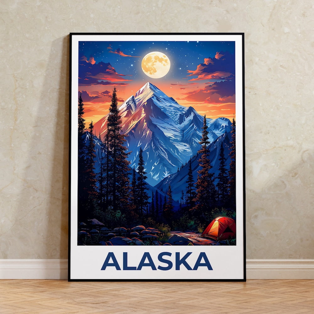 Alaska Poster, Alaska Print, Mountain Poster, Mountain Print, Alaska ...