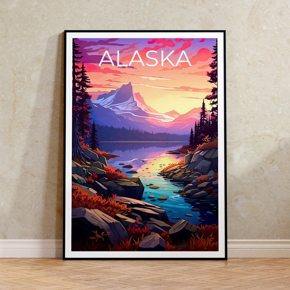 Alaska Poster, Alaska Print, Mountains Poster, Lake Print, Alaska ...
