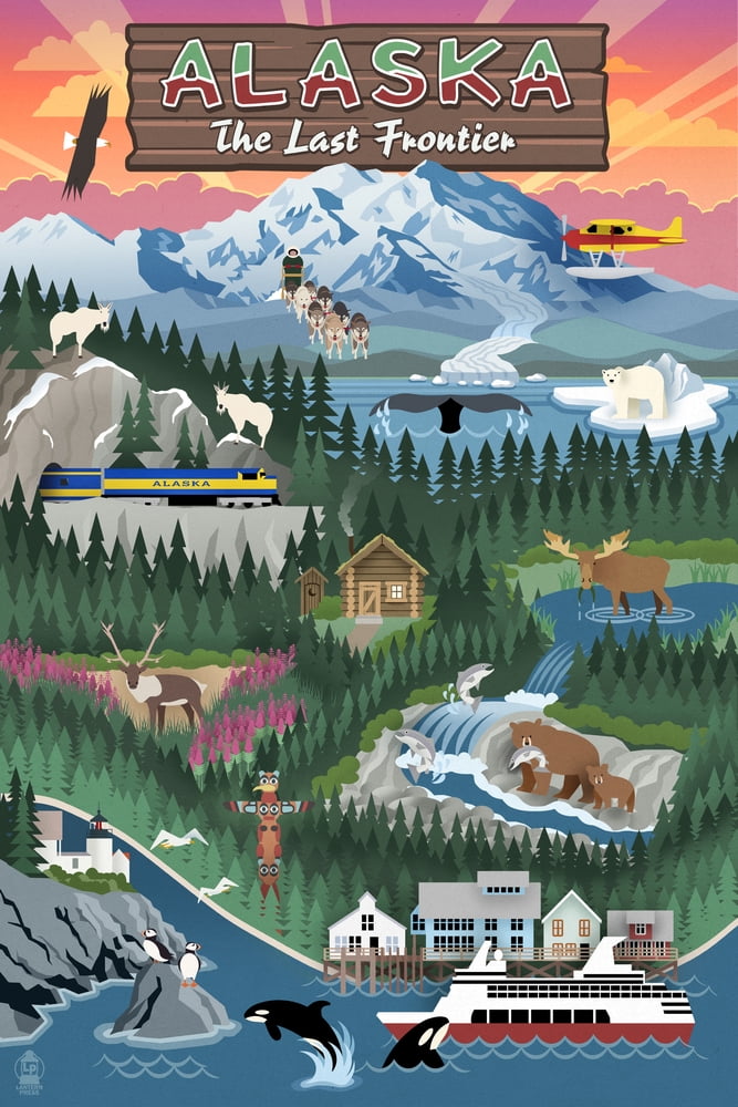 Alaska, Retro Scenes (16x24 Giclee Gallery Art Print, Vivid Textured ...