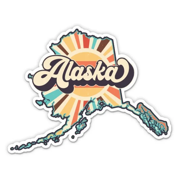 Alaska Retro Style State Sticker Phone Decal Water Bottle Stickers Car ...
