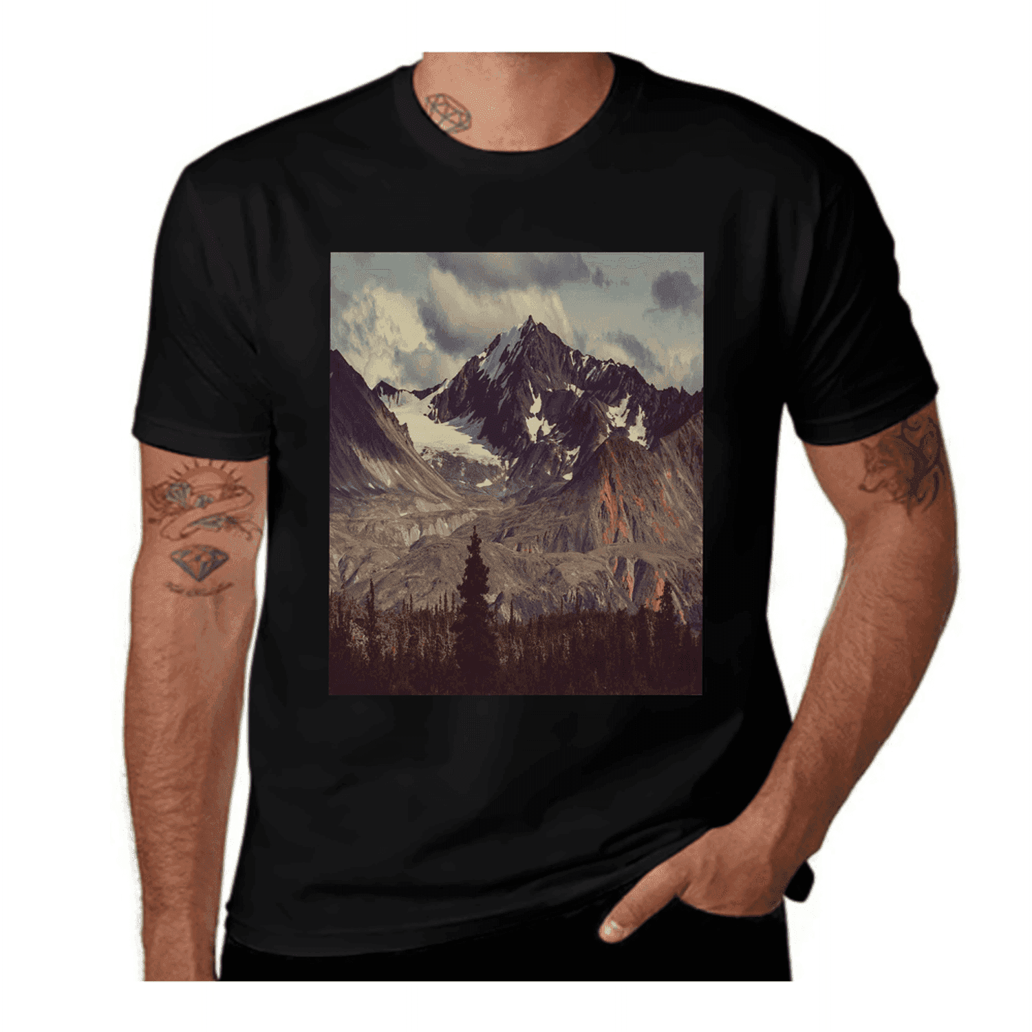 Alaska Scenery-Alaska Mountains-White-Black-Green Casual Streetwea ...