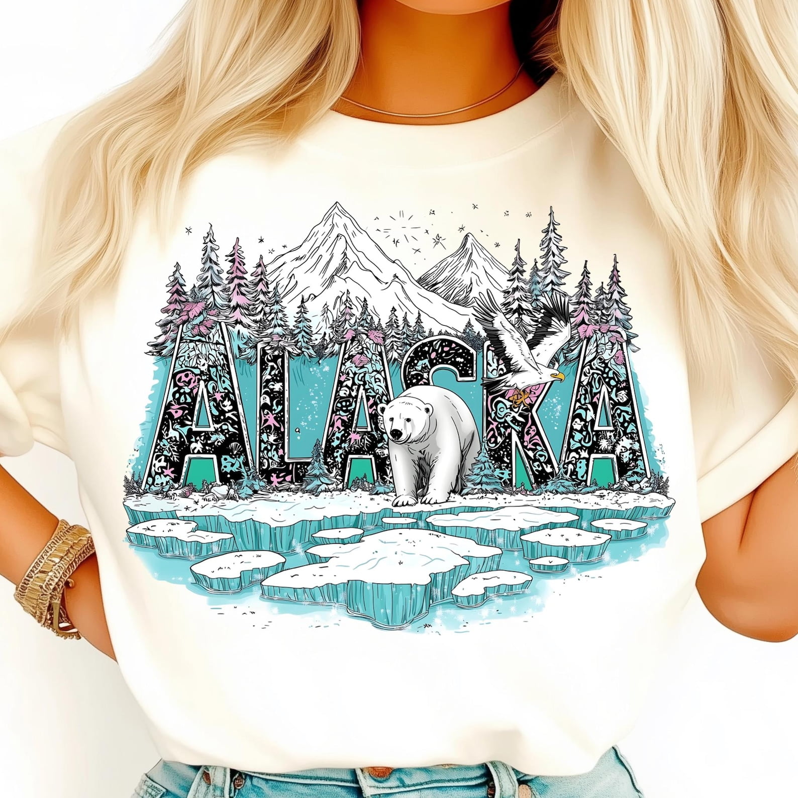 Alaska Shirt, Polar Bear Shirt, Mountain View Tee, Wildlife Art Shirt ...