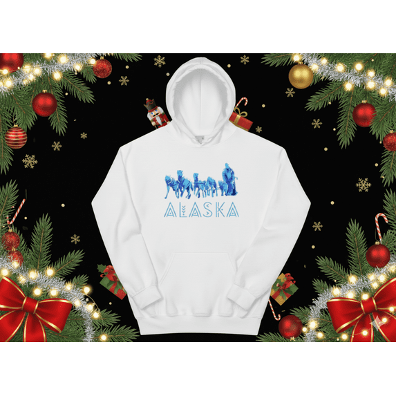 Alaska Sled Dogs Mushing Snow Team Mountain Adventure Hoodie Shirt, up ...