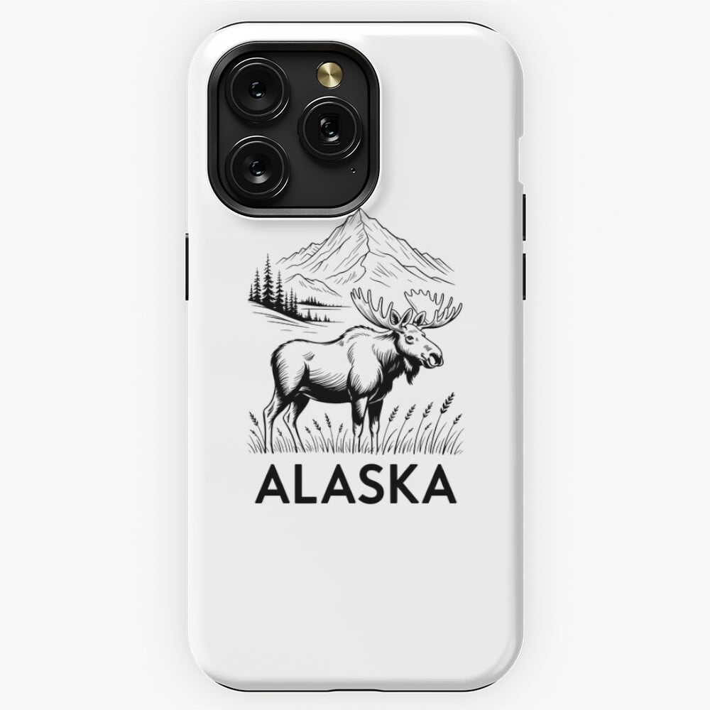 Alaska State Denali Moose Monoline Adventure iPhone Case 17 to 11 Pro ...