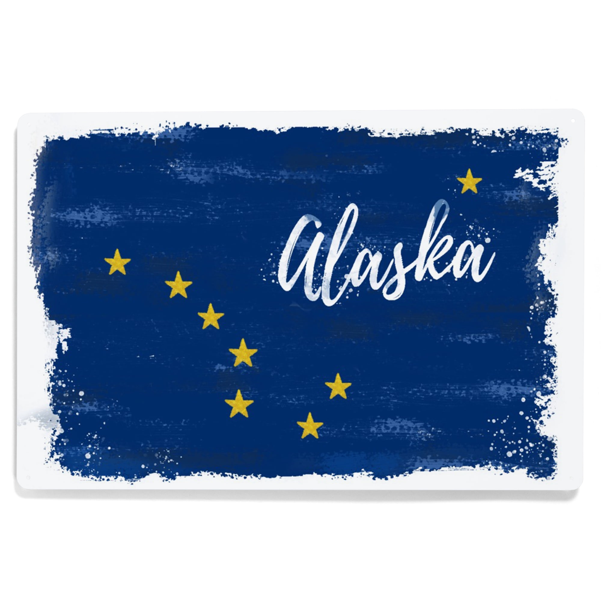 Alaska, State Flag, Watercolor, Artwork (12x18 Aluminum Art, Indoor ...