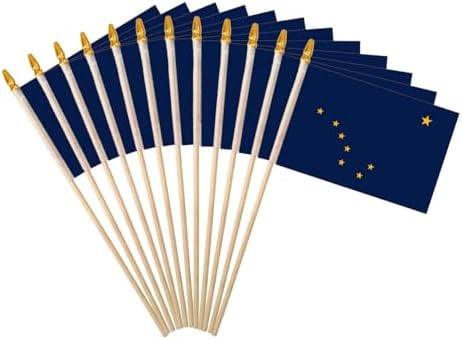 Alaska State Handheld Stick Flag 4x6 Inch 12 Pack Small Mini AK Flag On ...