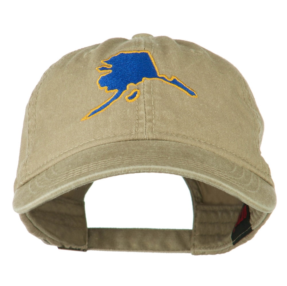 Alaska State Map Embroidered Washed Cap - Khaki OSFM - Walmart.com