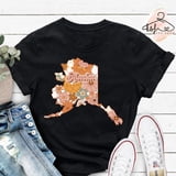 Alaska State Map Shirt Floral Silhouette Travel Gift - Walmart.com