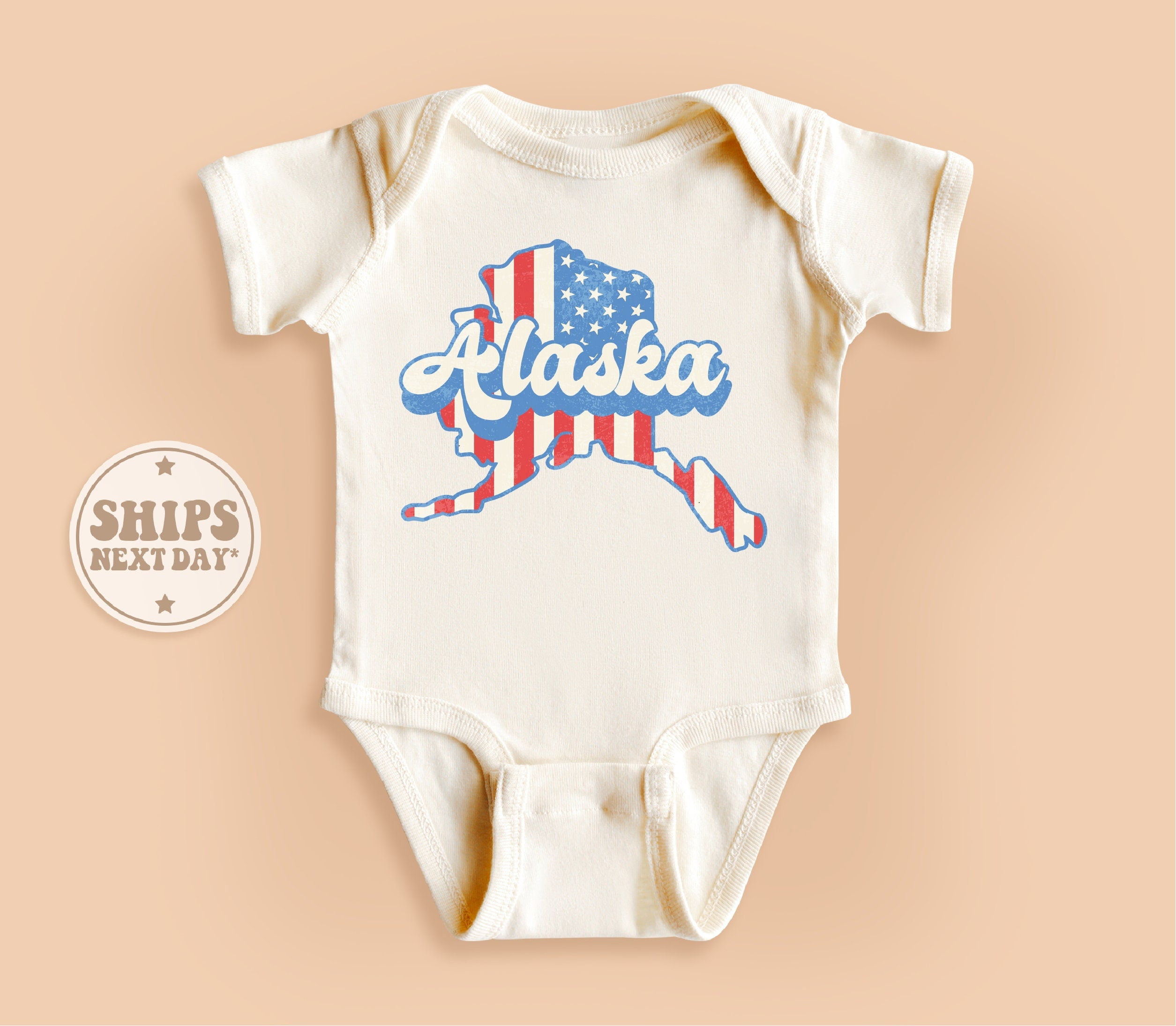 Alaska State Onesie, Alaska Map Baby Bodysuit, Retro Natural Baby Gift ...