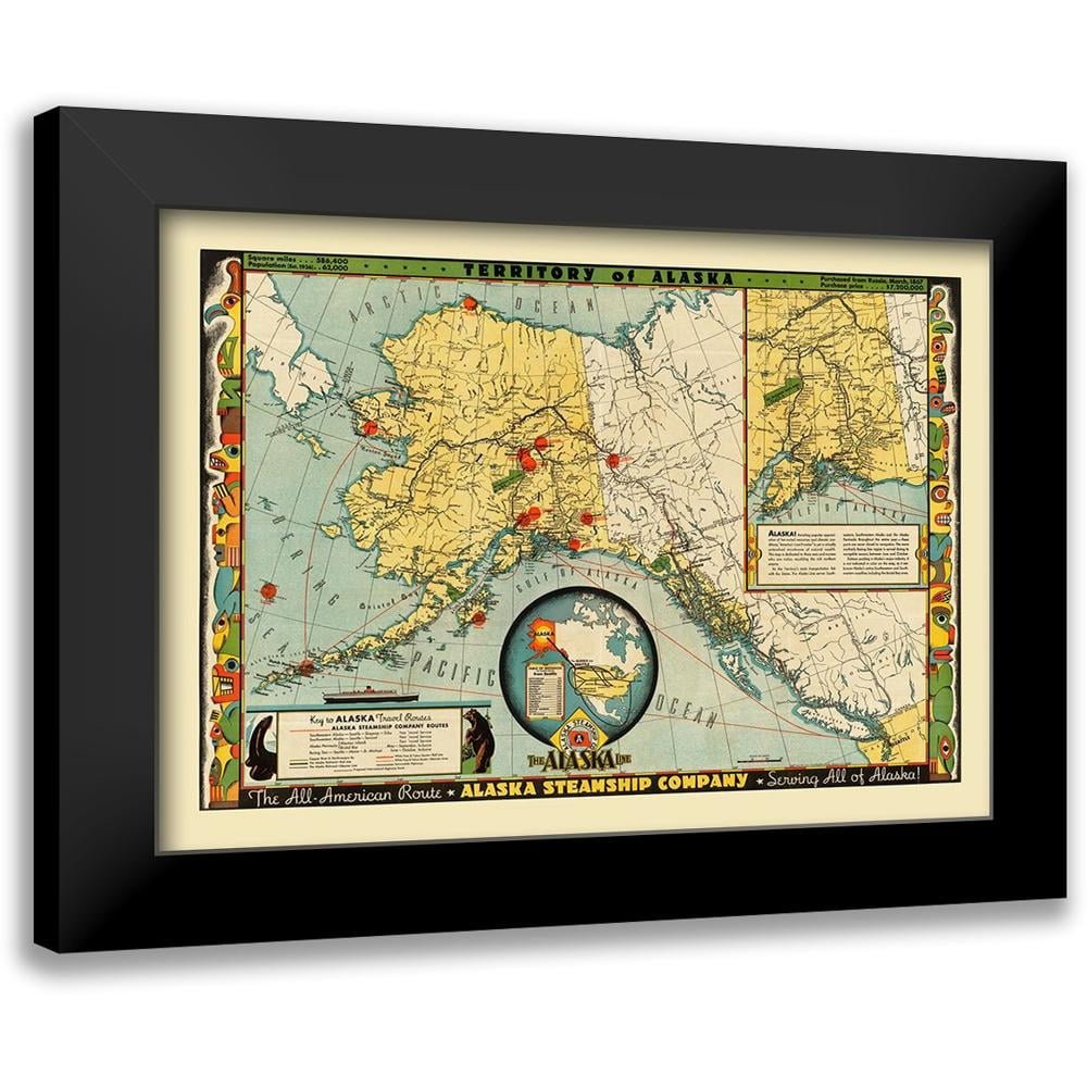 Alaska Steamship Co 18x14 Black Modern Framed Museum Art Print Titled ...
