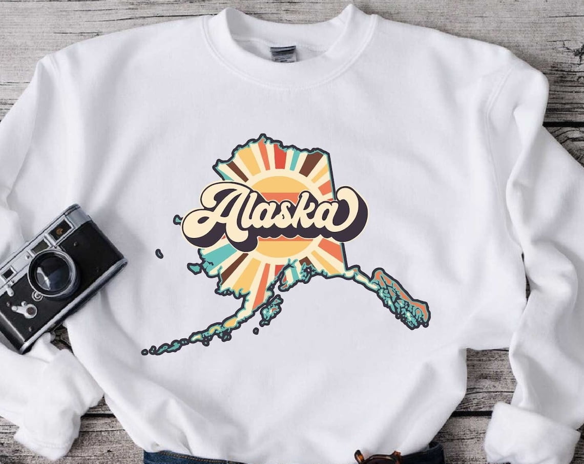 Alaska Sweatshirt,Alaska State Gifts,Retro Alaska Map Sweater,Vintage ...