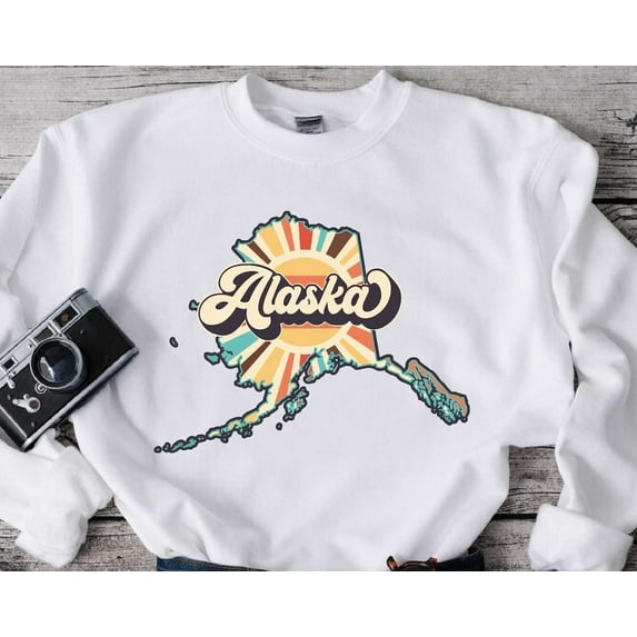 Alaska Sweatshirt,Alaska State Gifts,Retro Alaska Map Sweater,Vintage ...