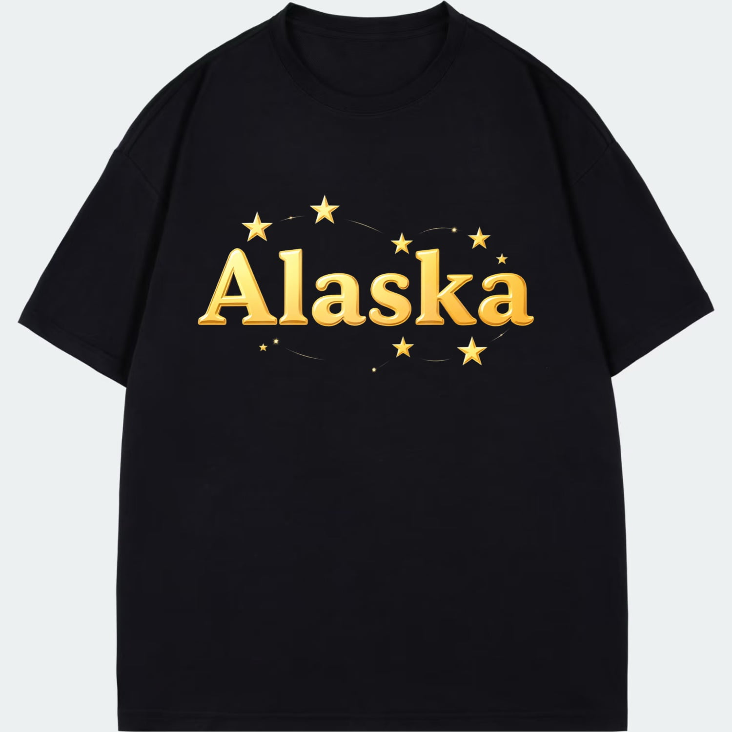 Alaska T Shirt Black Gold Stars And Text Design For Travel And Casual ...