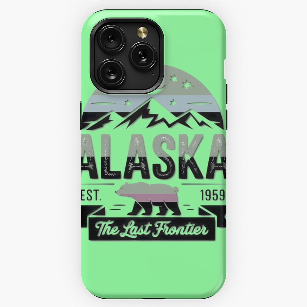 Alaska The Last Frontier Bear Retro Design iPhone Case 17 16 15 14 13 ...