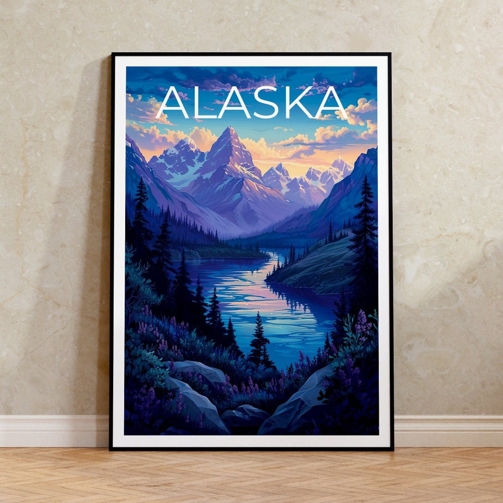 Alaska Travel Poster, Alaska Wall Art, Alaska Print, Alaska Poster, Mountain Poster, Nature ...