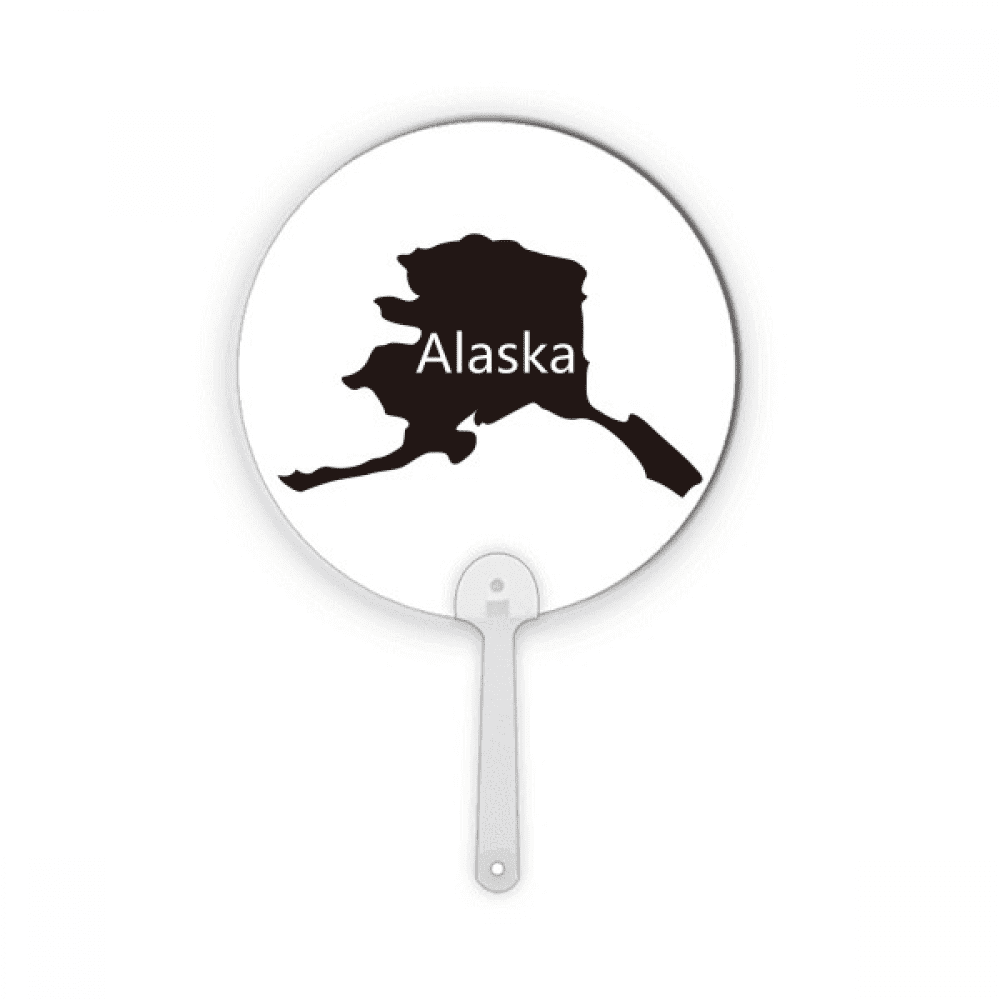Alaska USA Map Stars Stripes Flag Plastic Round Handheld Fan ...