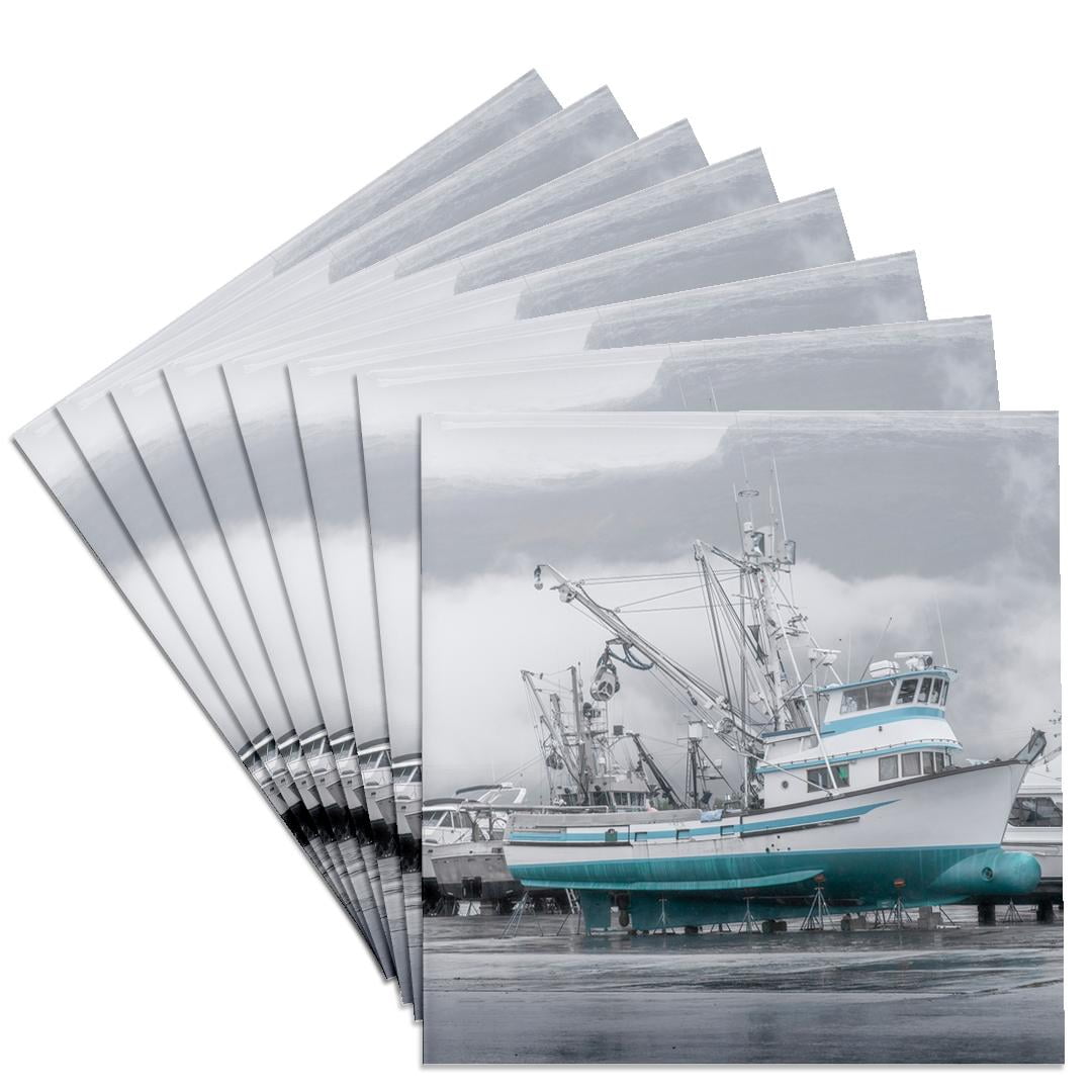 3drose, Alaska, Valdez. Fishing Boats on Dry Dock 1., Set of 8 Ceramic ...