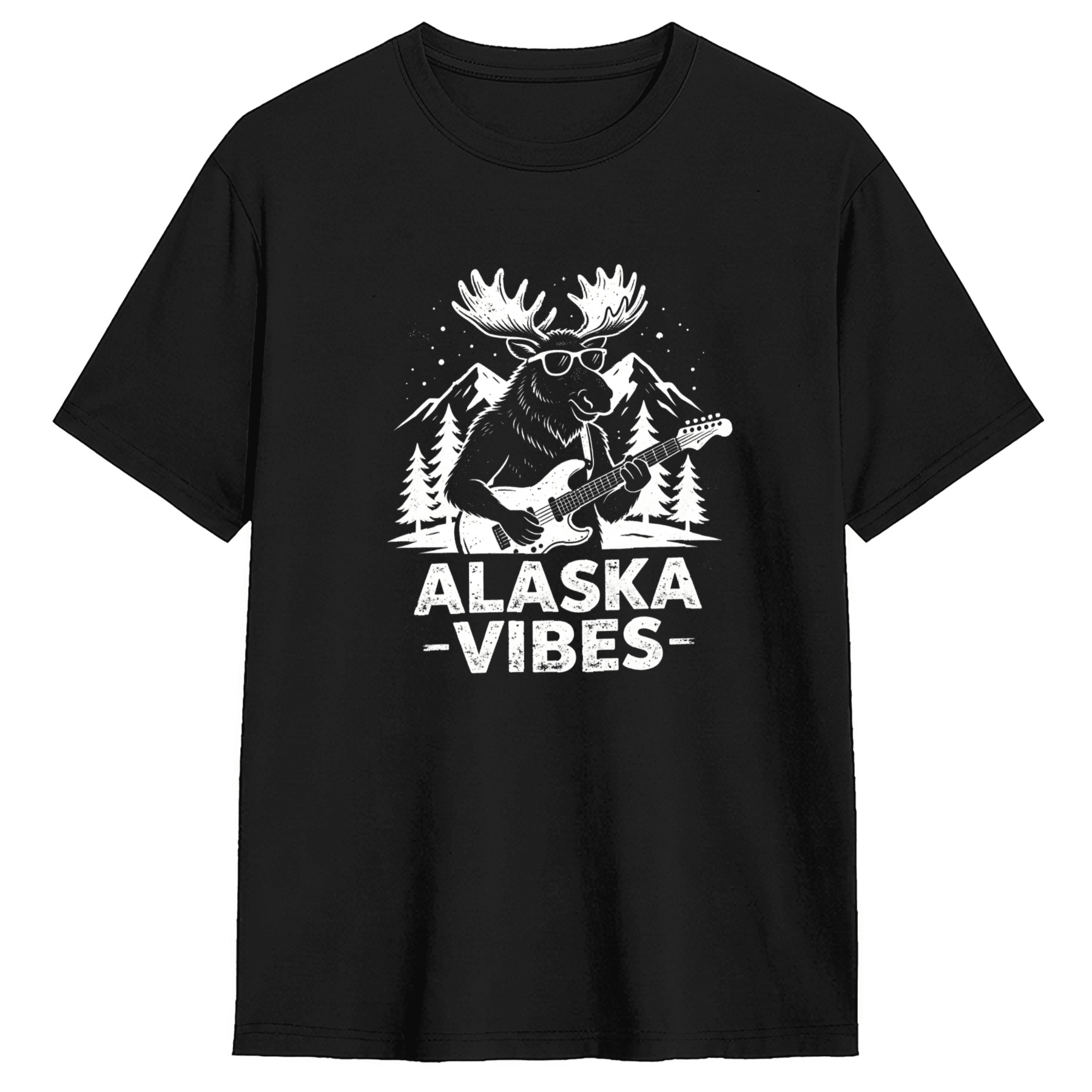 Alaska Vibes Moose Vintage Graphic Tee For Men, Outdoor Music Cotton ...
