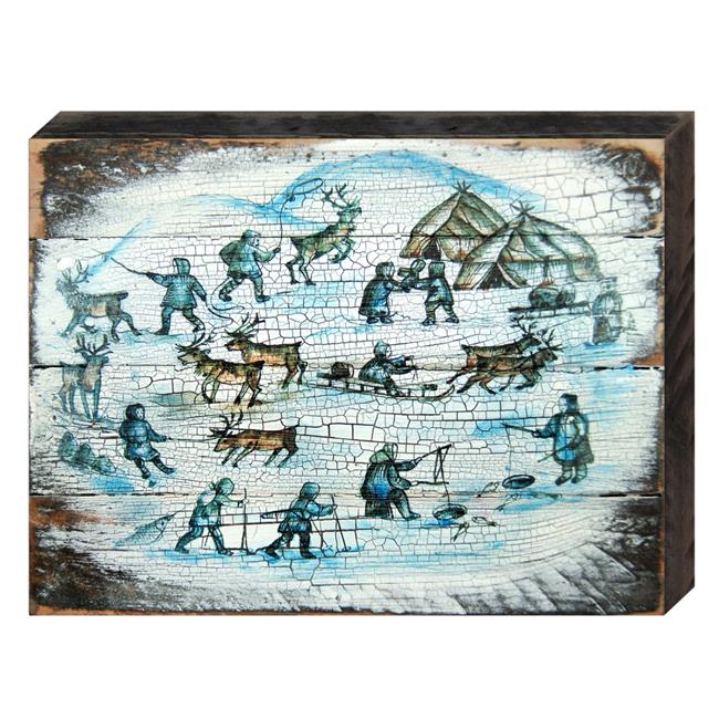 Alaska Village Drawing Art on Board Wall Decor - Walmart.com
