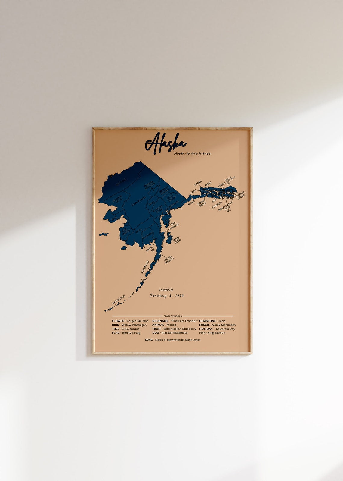 Alaska Vintage Map Poster: Us State Art, Social Studies Decor, Unframed ...