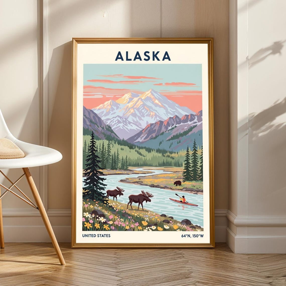 Alaska Wilderness Art Print: Vintage Landscape Travel Poster, Unframed ...