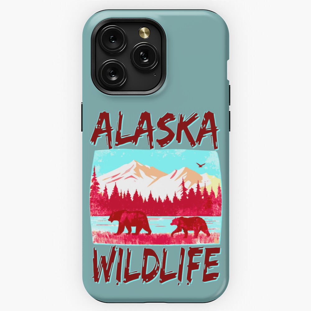 Alaska Wildlife Bears Vintage Adventure Art iPhone Case 17 16 15 14 13 ...