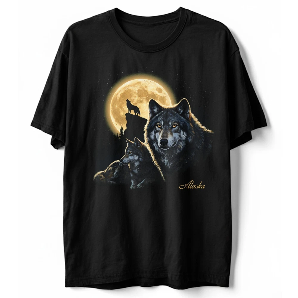 Alaska Wolves Wolf Pack Howling Moon Wildlife Nature Lover Tee Unisex T ...