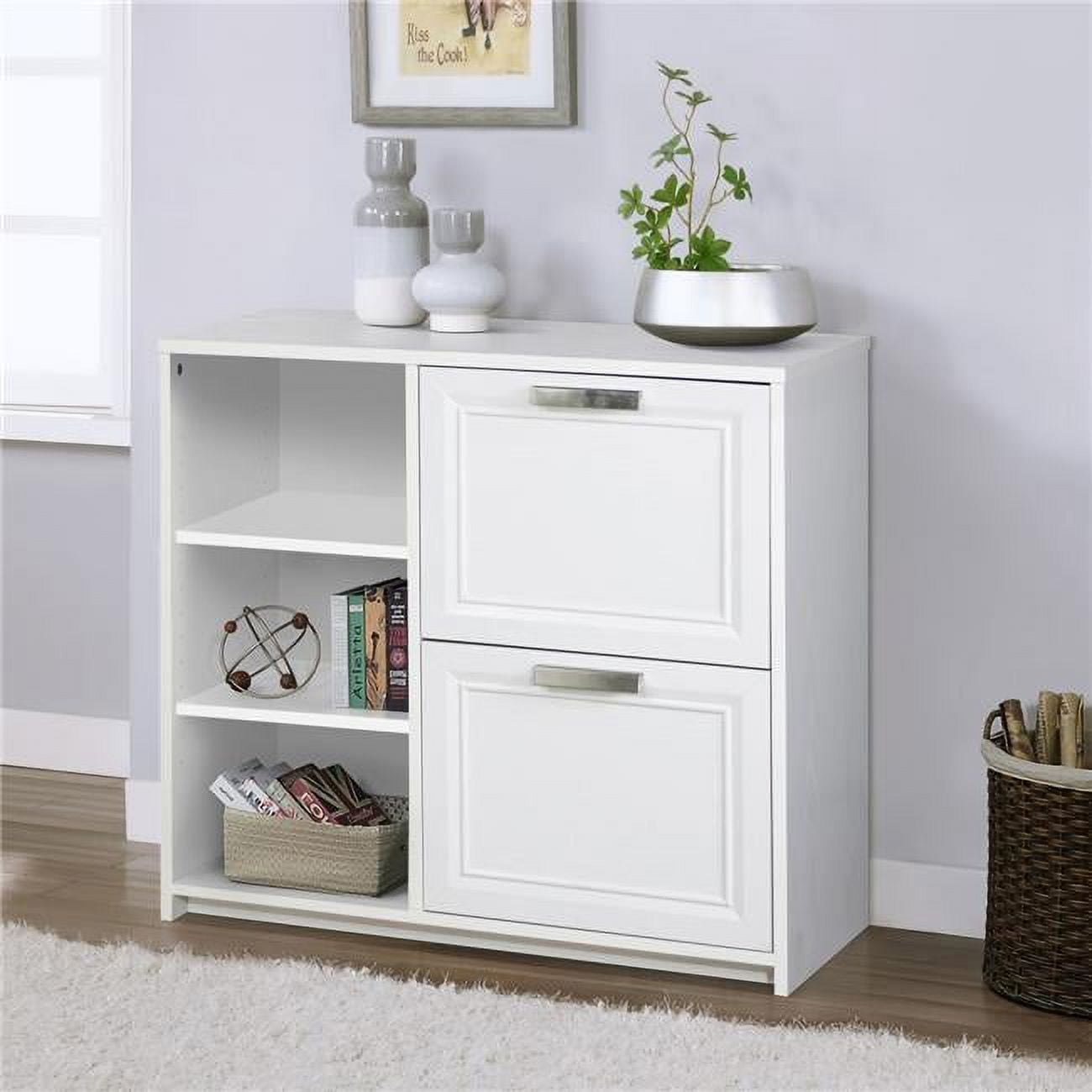 Alaska Wood 2 Drawer File Cabinet With 3 Shelf in White - Walmart.com