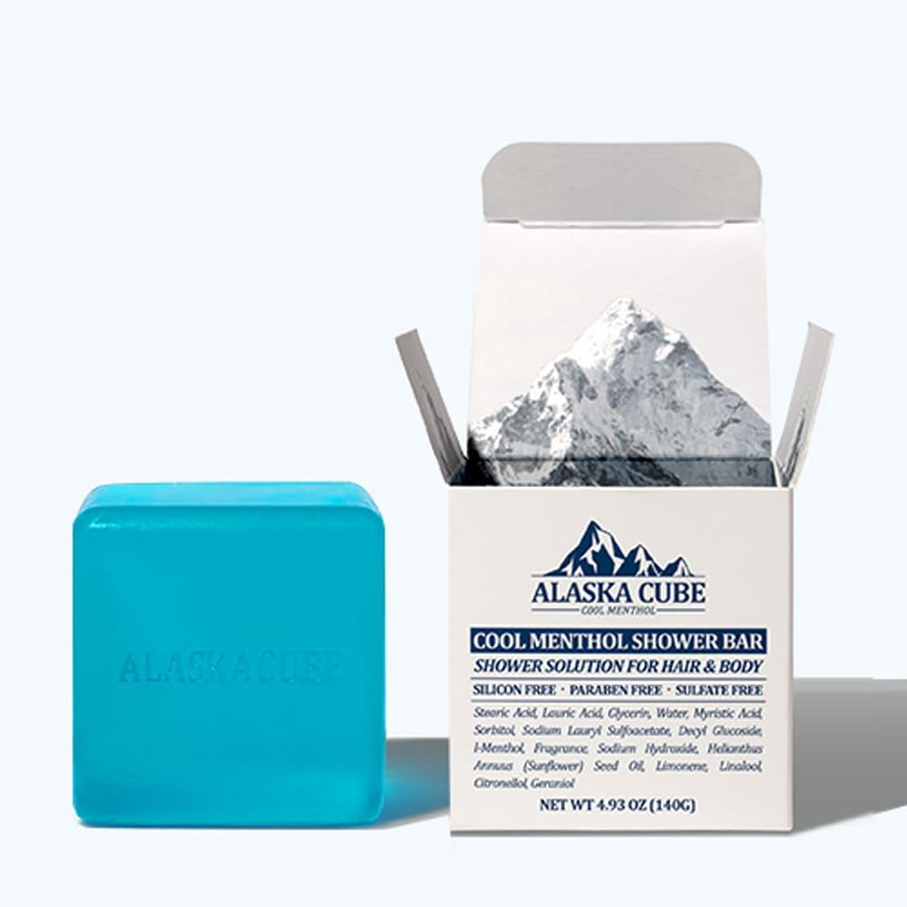 Alaskacube Cool Menthol Shower SBF3 Bath Body Soap Bar Cooling Effect ...