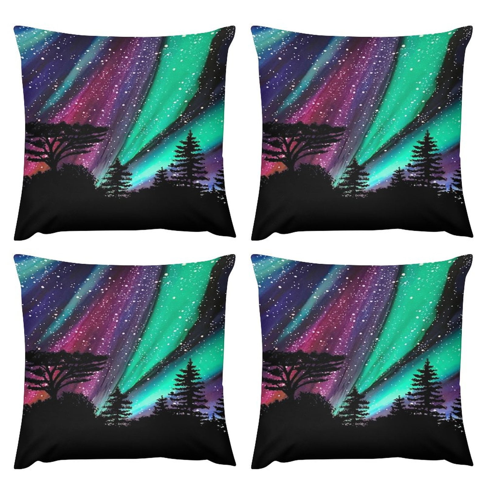 Alaskan Aurora Aurora Borealis Northern Lights 4 Pcs Cushion Covers Sofa Cushion Covers Short ...