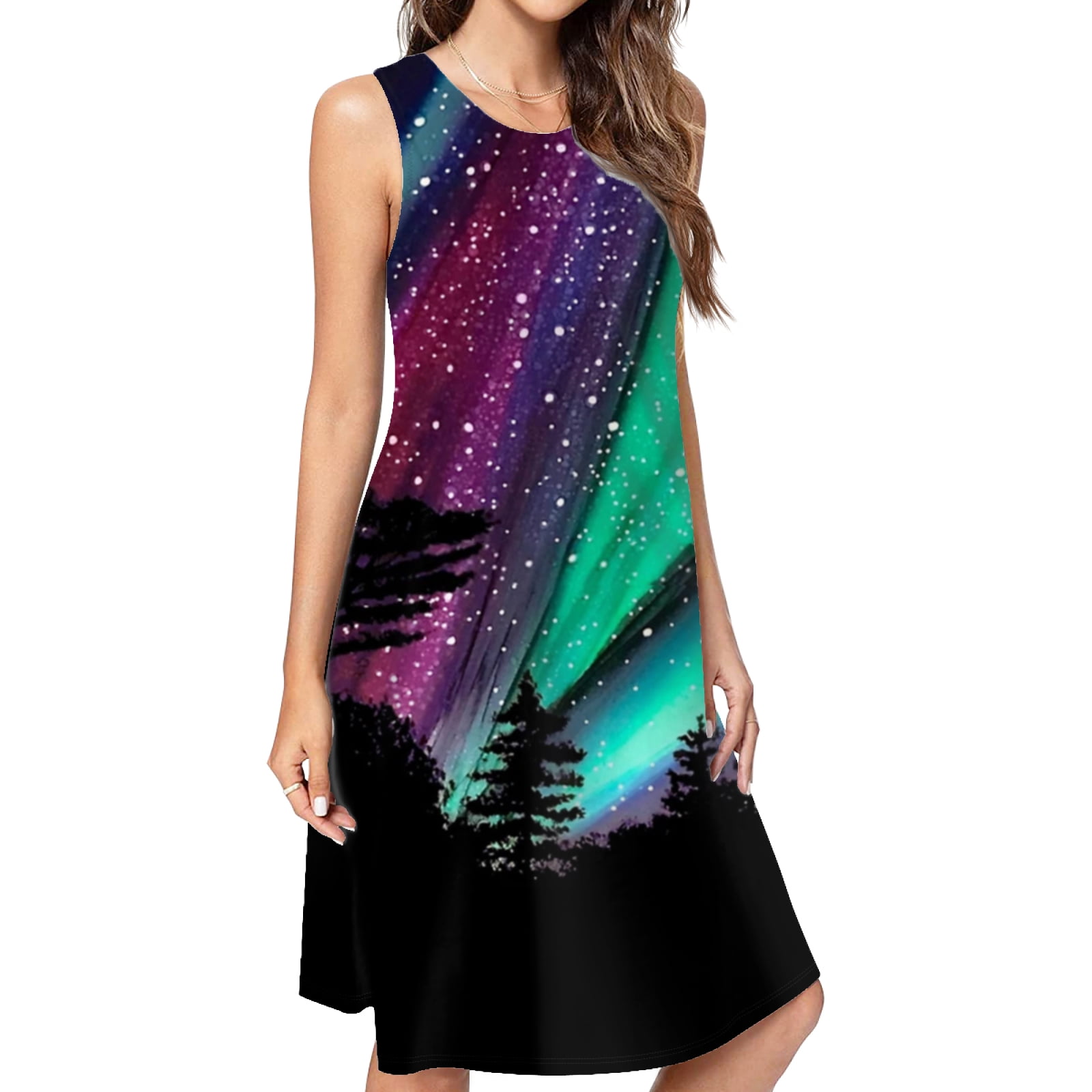 Alaskan Aurora Aurora Borealis Northern Lights Dress Loose Women'S ...