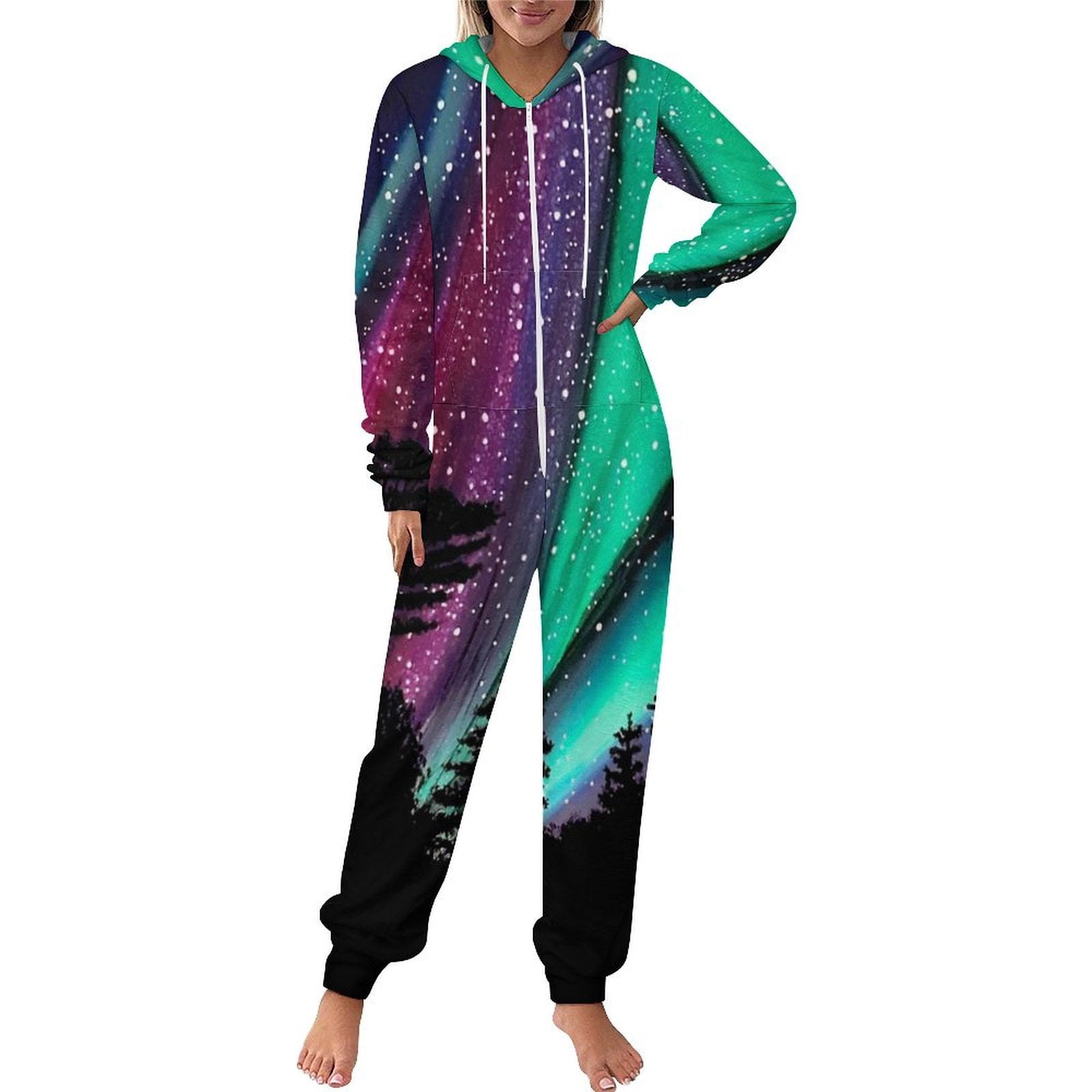 Alaskan Aurora Aurora Borealis Northern Lights Plush Jumpsuits Pajamas ...