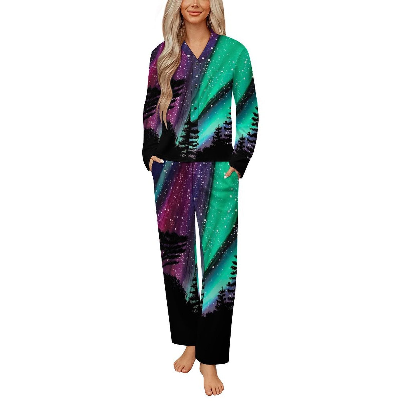 Alaskan Aurora Aurora Borealis Northern Lights Womens Pyjamas Set ...