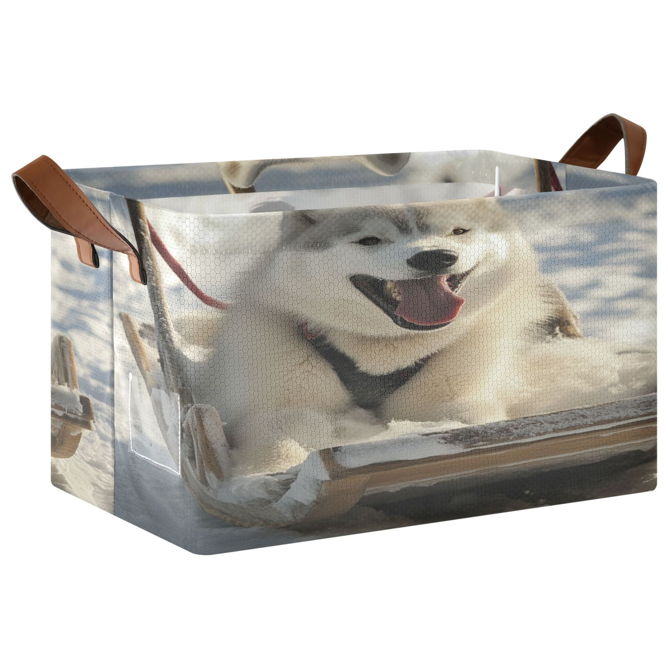 Alaskan Dog on A Sledge Storage Basket Soccer Plaid Fabric Hoard Box ...