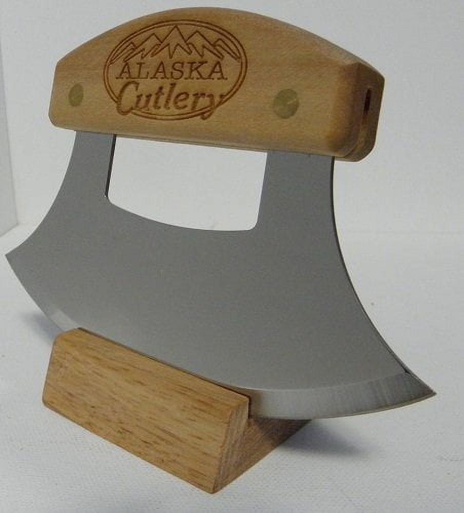Alaskan Inupiat Style Ulu with Alaska Cutlery Etched Birchwood Handle ...