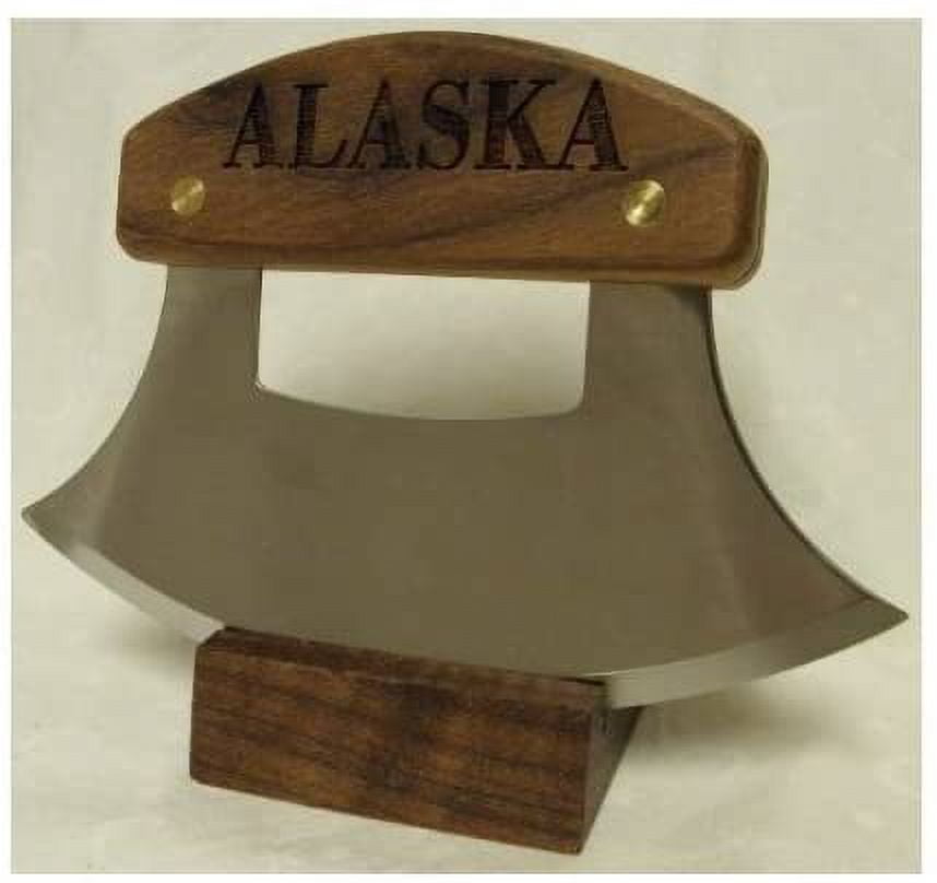Alaskan Inupiat Style Ulu with "Alaska Cutlery" Etched Walnut Handle, 6 ...
