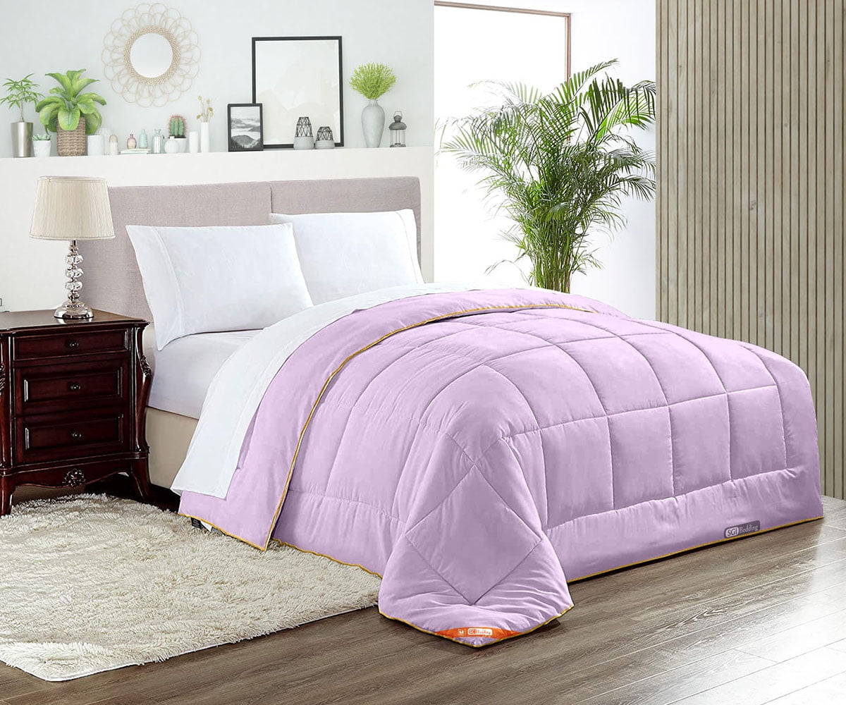 Alaskan King Comforter Solid Lilac 300 GSM Plush Siliconized Microfiber ...