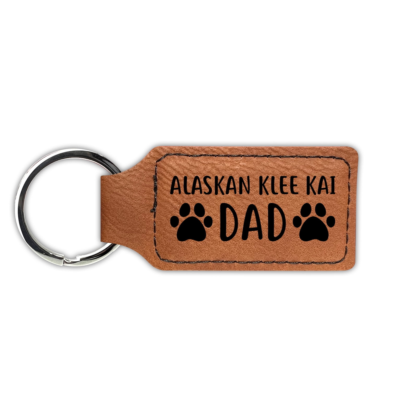 Alaskan Klee Kai Dad Keychain Leatherette Rectangle - Laser Engraved ...