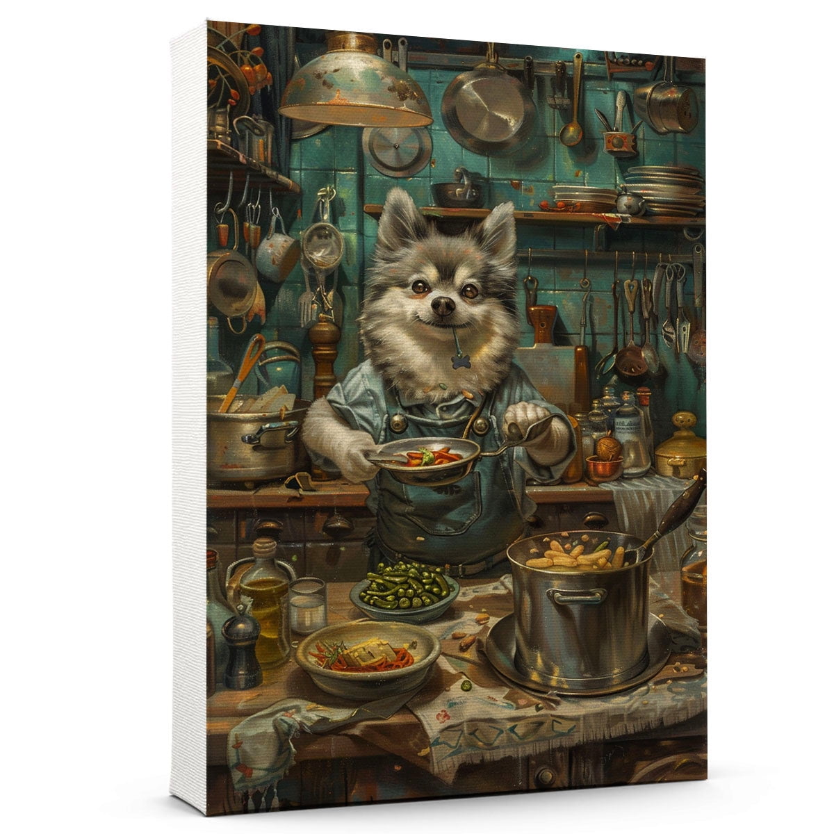 Alaskan Klee Kai Dog Chef Cooking Poster Wall Art, Kitchen Artwork ...