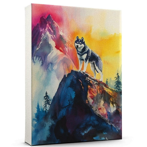Alaskan Klee Kai Dog Stretched Canvas Size 8x12 – Climbing Theme Dog ...