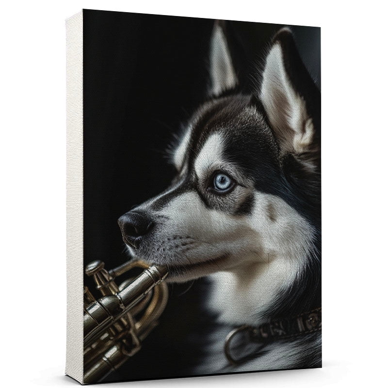 Alaskan Klee Kai Vintage Dog Trumpet Canvas – Artistic Music, Alaskan ...