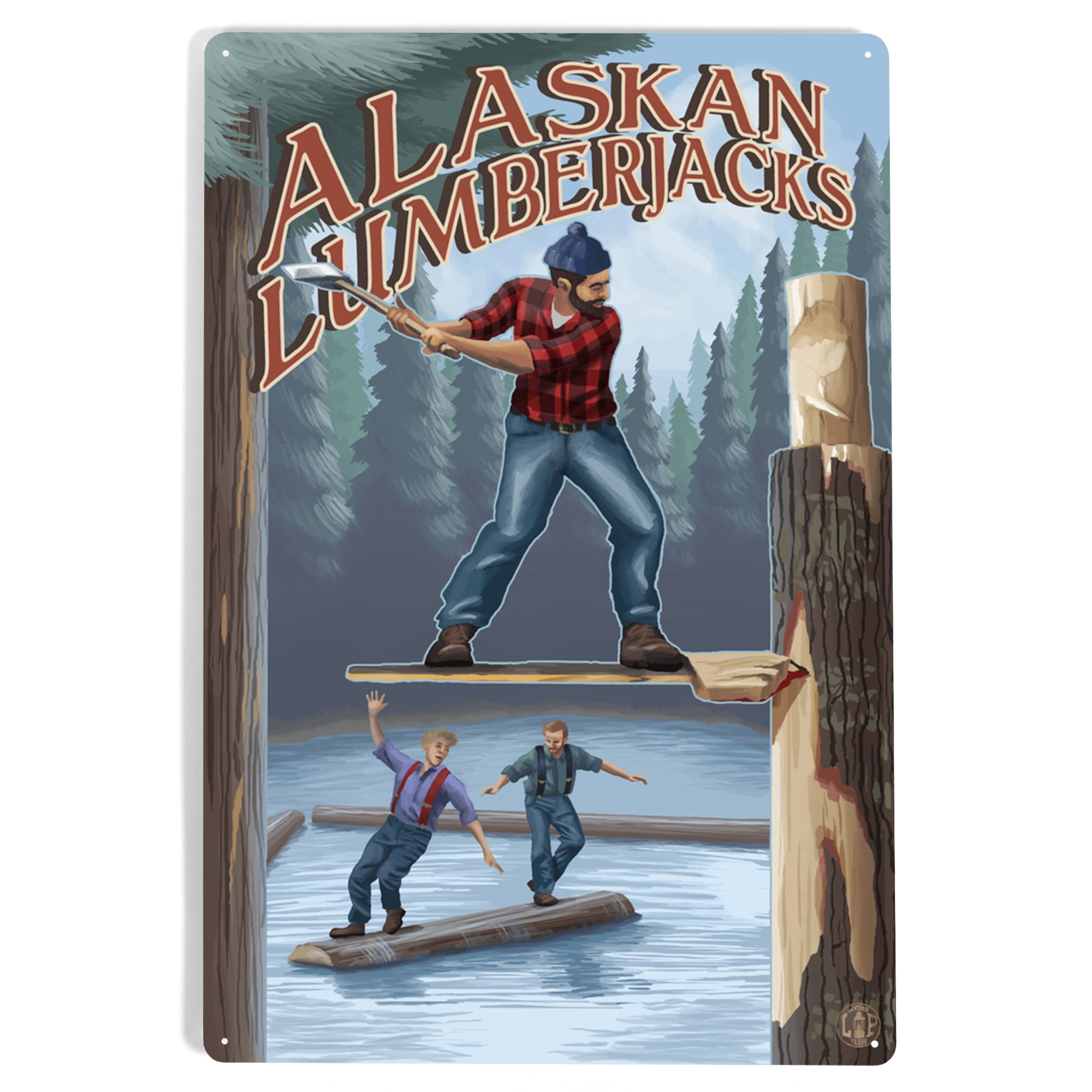 Alaskan Lumberjacks Artwork (12x18 Aluminum Art, Indoor Outdoor Metal ...