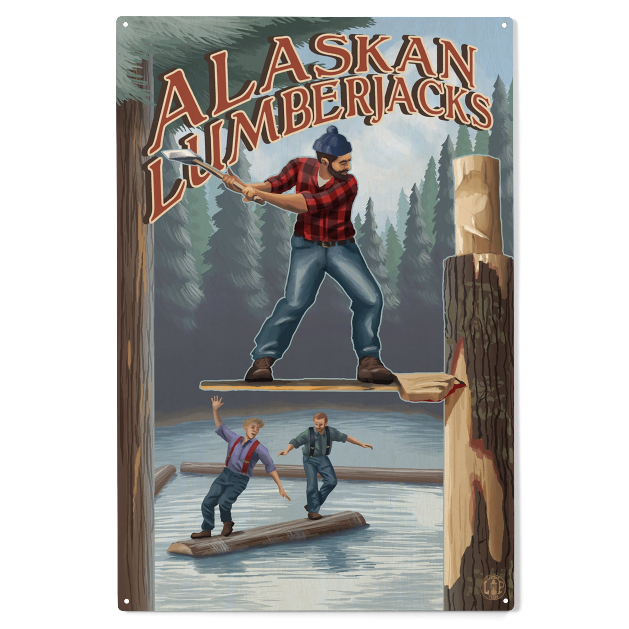 Alaskan Lumberjacks Artwork Birch Wood Wall Sign (10x15 Rustic Home ...