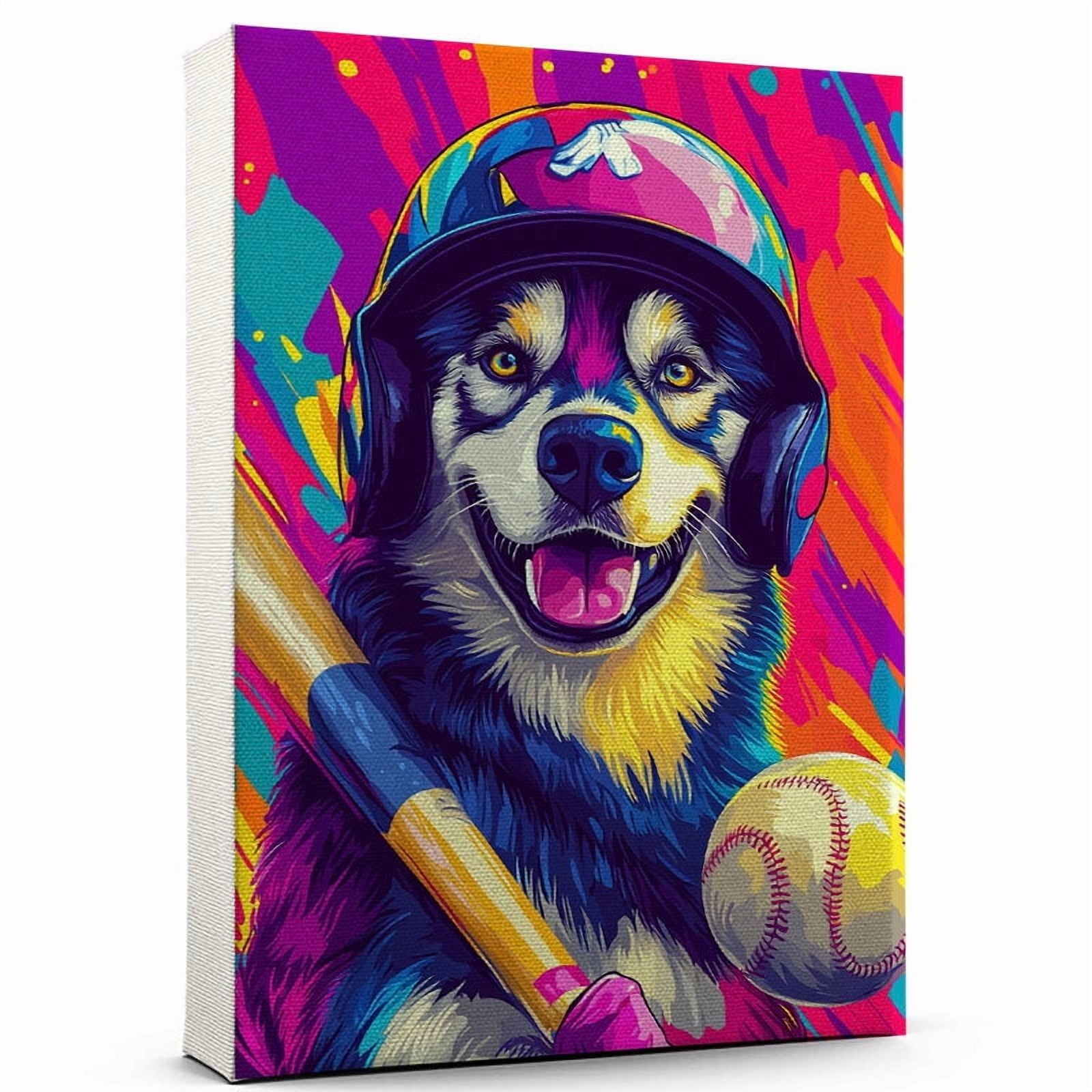 Alaskan Malamute Dog Baseball Art Stretched Canvas Size 8x12 – Alaskan ...