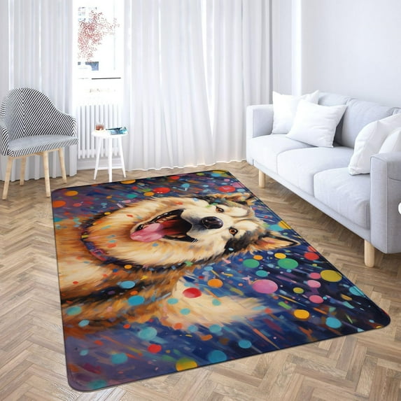 Alaskan Malamute Dog Rug Rectangle Area Rug, Indoor Floor Carpet for ...