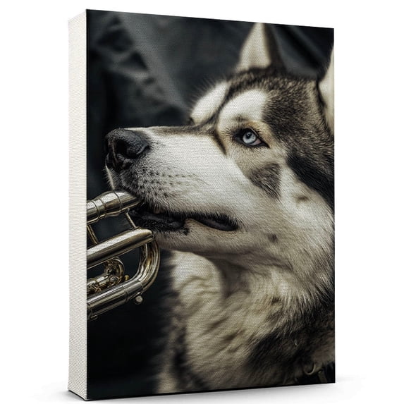 Alaskan Malamute Dog Stretched Canvas Size 8x12 Trumpet Canvas – Funny ...