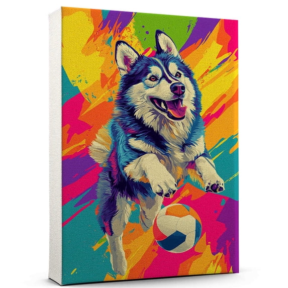 Alaskan Malamute Dog Stretched Canvas Size 8x12 Volleyball Canvas ...