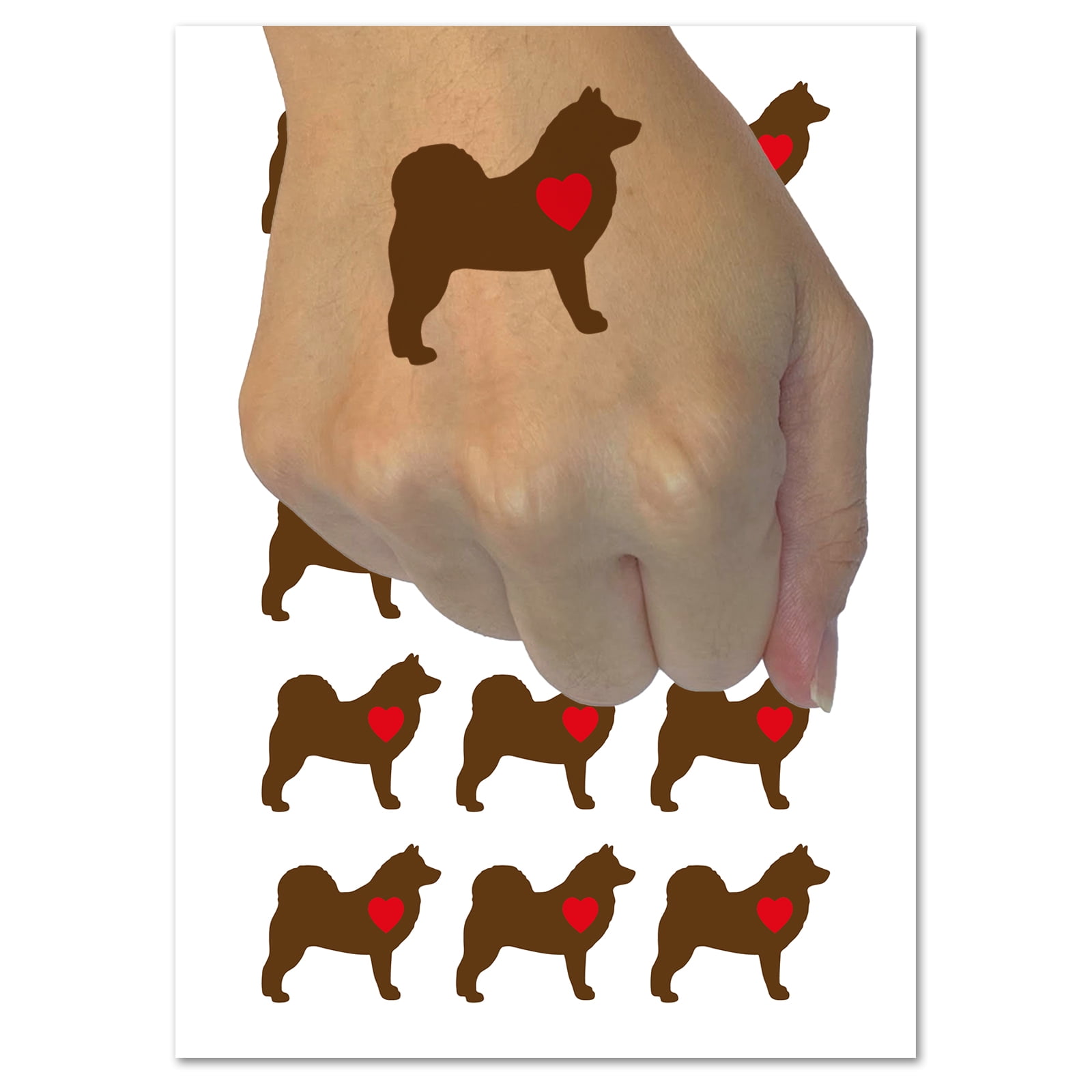 Alaskan Malamute Dog with Heart Water Resistant Temporary Tattoo Set ...