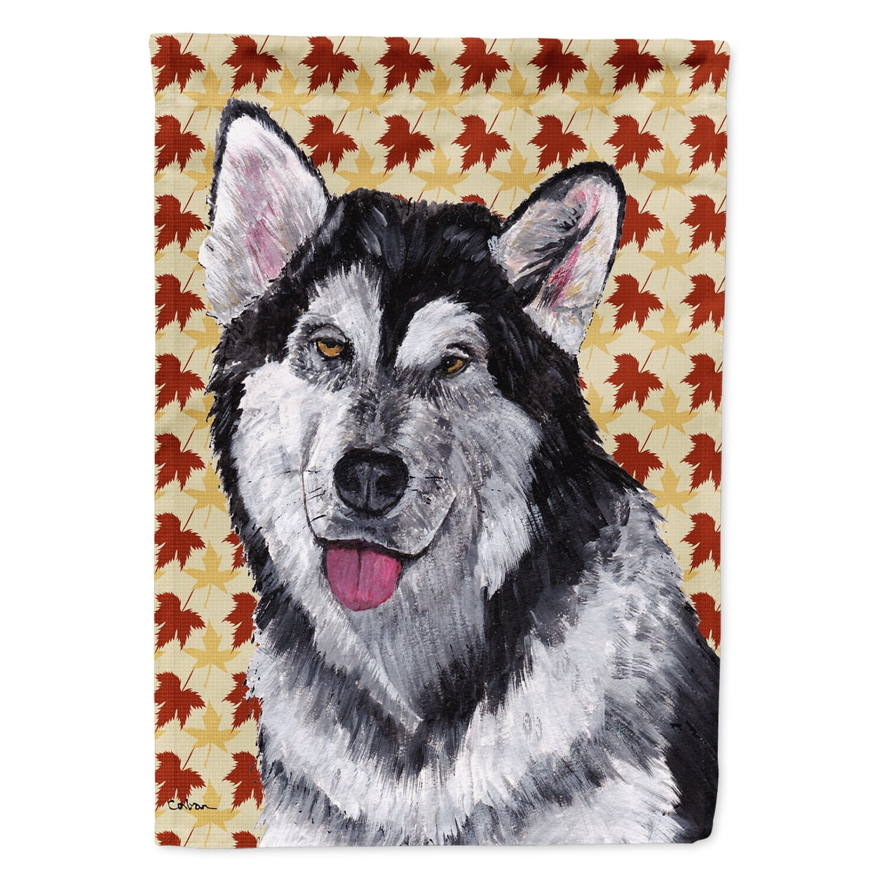 Alaskan Malamute Fall Leaves House Flag - Walmart.com