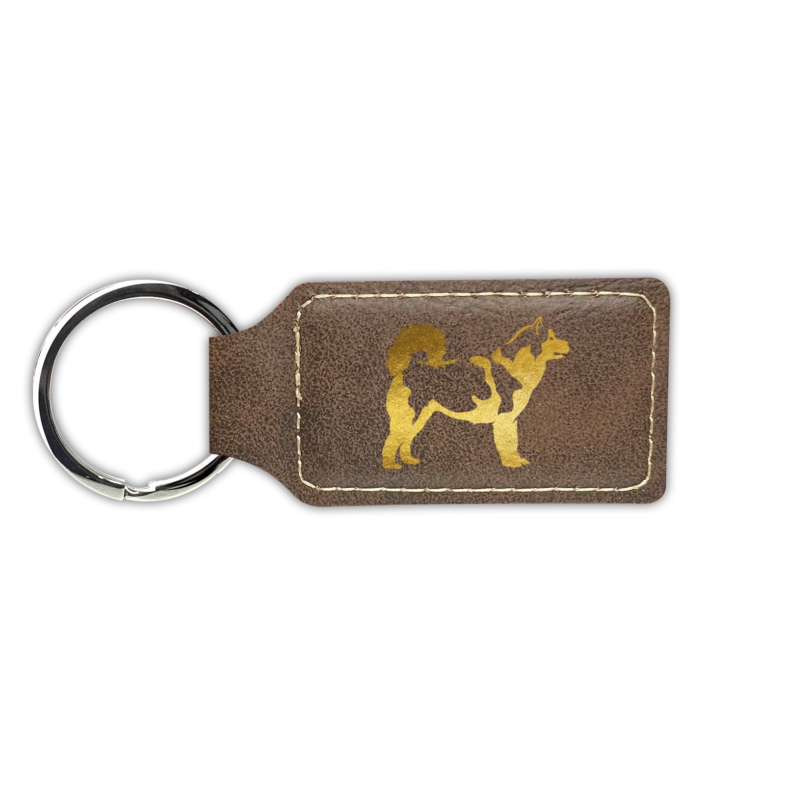 Alaskan Malamute Keychain Leatherette Rectangle - Laser Engraved - Many ...